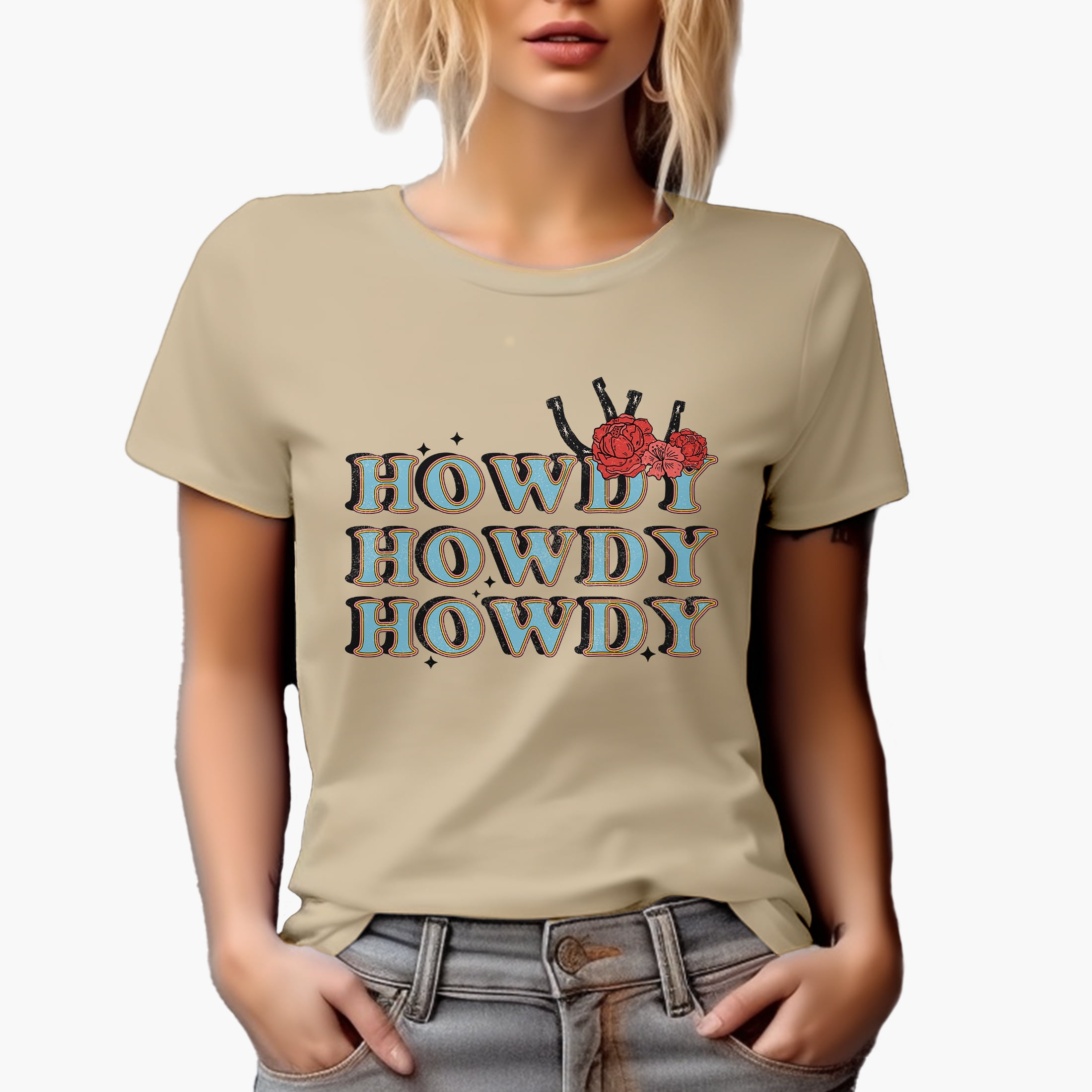 Howdy Howdy Howdy, Retro Western Desert Themed Art Merch Gift, Tan T ...