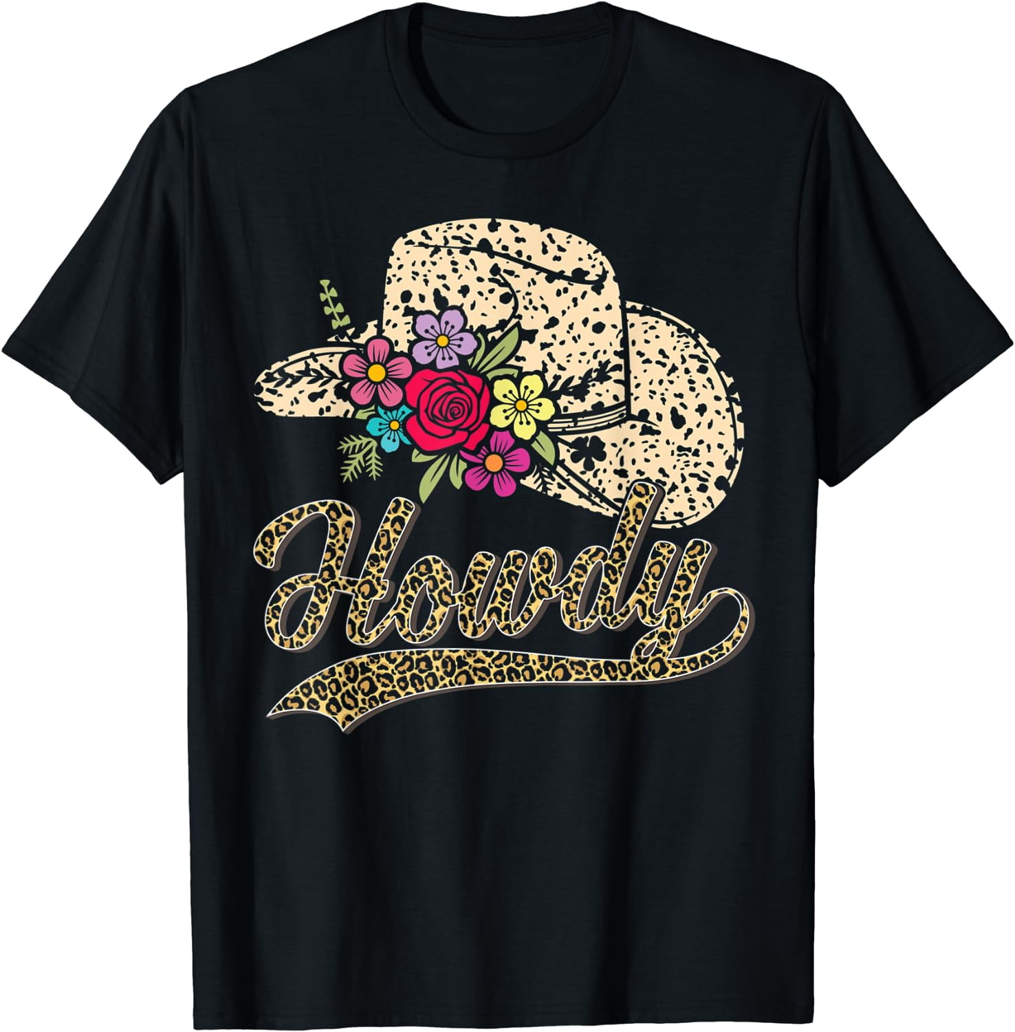 Howdy Leopard Country Cowgirl Women Western Hat T-Shirt Black - Walmart.com