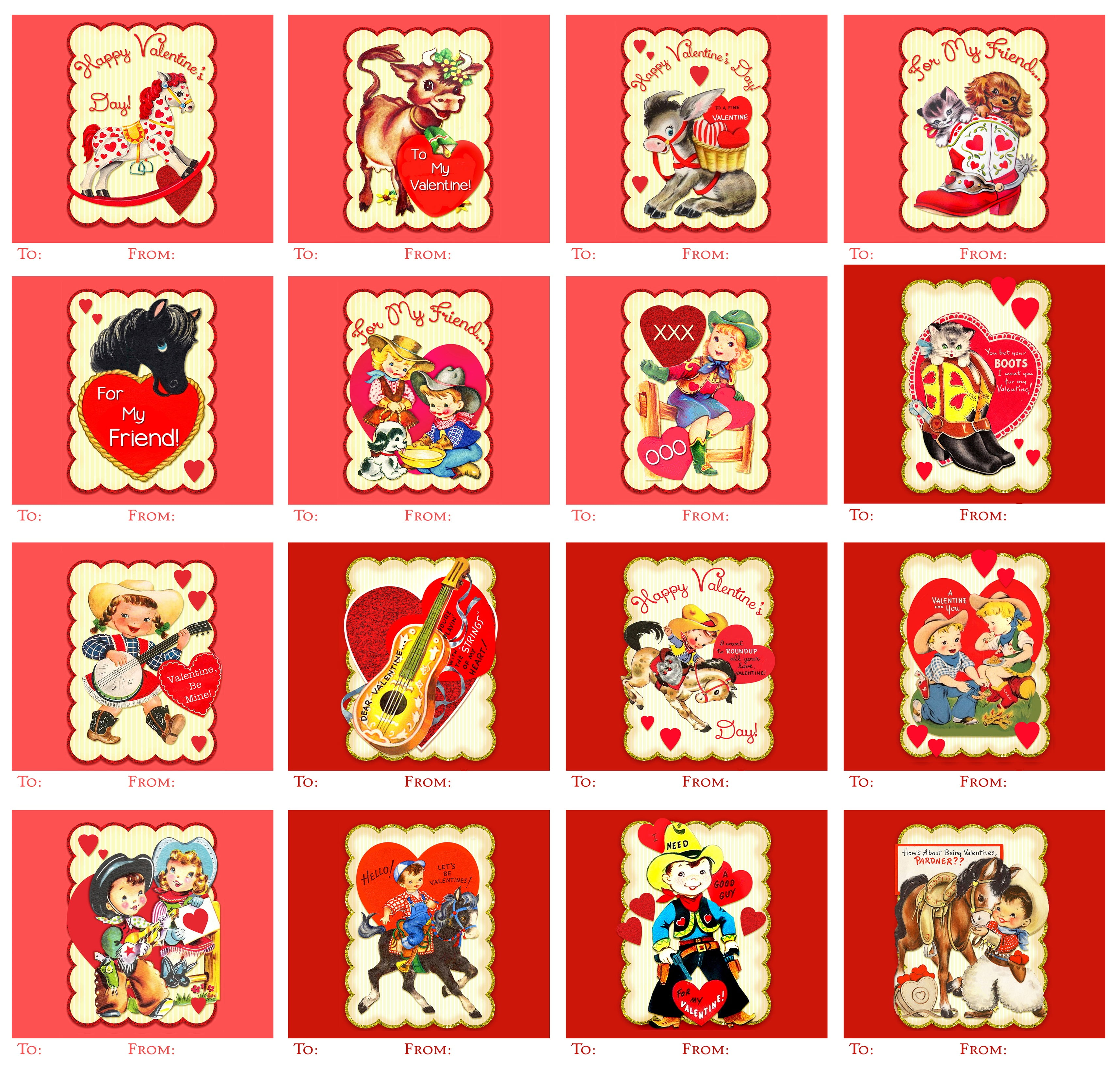 Howdy Partner! - Vintage Cowboy Themed Valentines Day Card for Kids ...