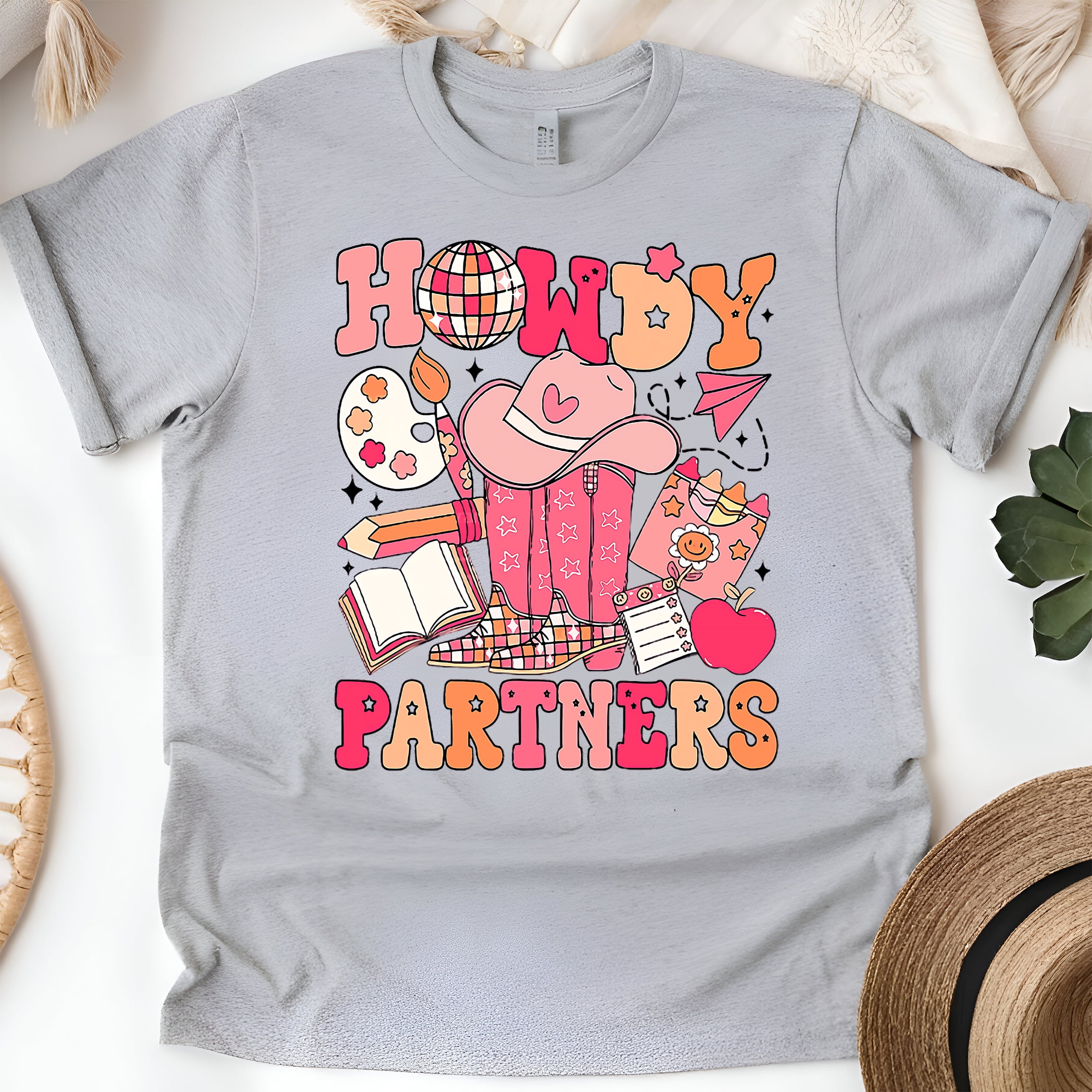 Howdy Partners Western Classroom Shirt – Teacher Cowboy Theme Tee, Sport Grey, Size S - Walmart.com