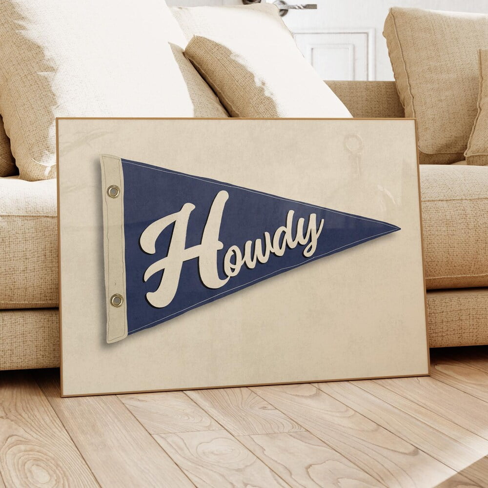 Howdy Pennant Flag - Vintage Western Wall Art, Retro Cowboy Print For ...