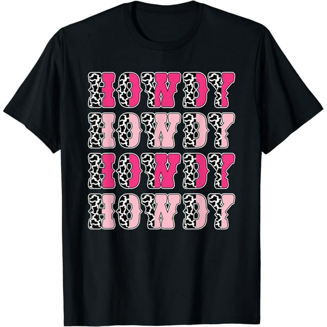 Howdy Pink Cow Print Western Country Cowgirl Texas Rodeo T-Shirt ...
