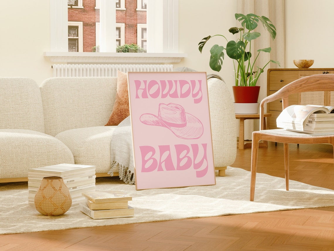 Howdy Poster // Howdy Baby Art Print, Cowgirl Poster, Dorm Room Decor ...