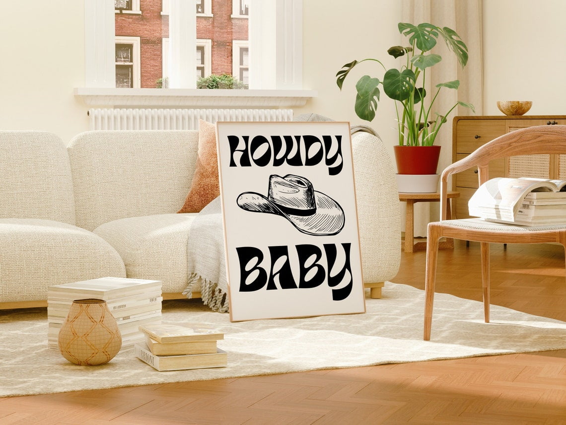 Howdy Poster // Howdy Baby Art Print, Cowgirl Poster, Dorm Room Decor ...