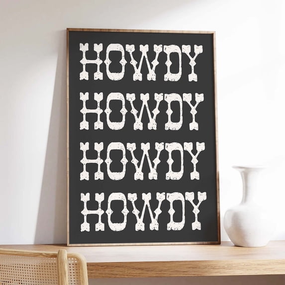 Howdy Poster Retro Cowgirl Wall Art Country Western Trendy Cowboy ...
