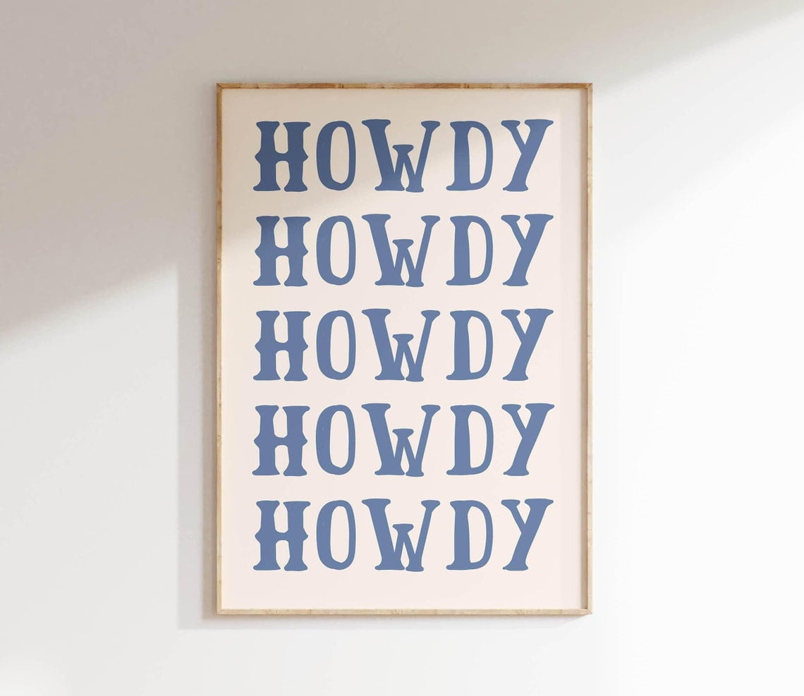 Howdy Poster Western Wall Art Typography Print Minimalist Western Art ...
