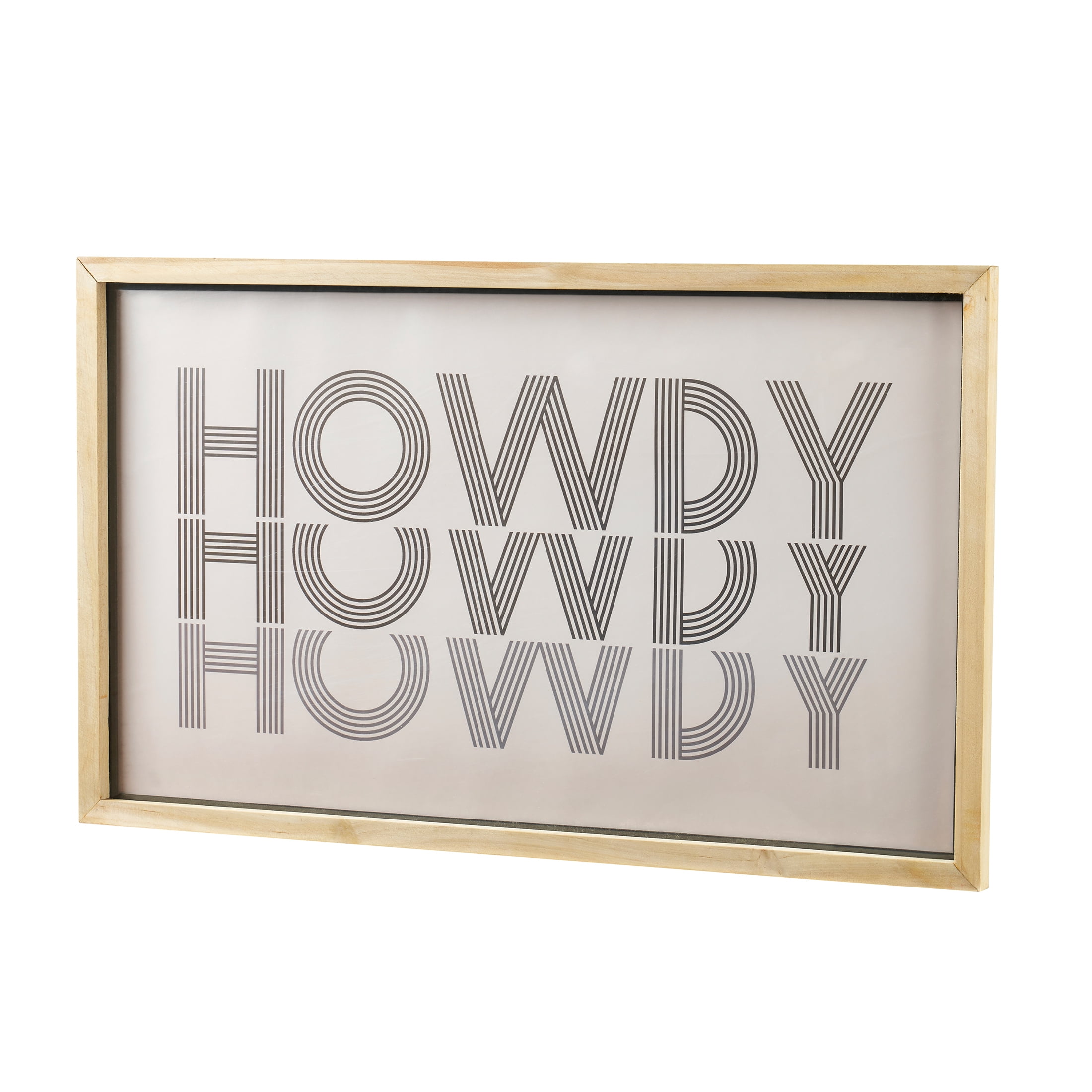 Home Decor Collection Howdy Print Natural Wood Framed Wall Art, 22" x ...
