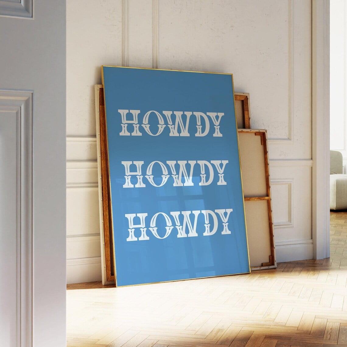 Howdy Print Trendy Blue Wall Art Howdy Typography Art Prints Blue ...