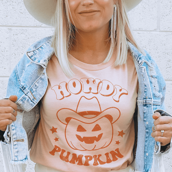 Howdy Pumpkin Tee Heather Prism Peach S Peachy Sunday T-Shirt - Walmart.com