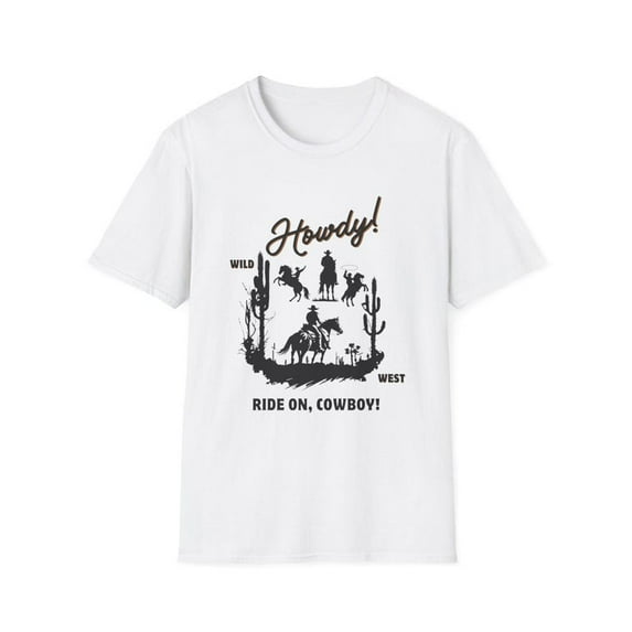 Howdy Ride On Cowboy Graphic T-Shirt, Wild West Horse Silhouette Design ...