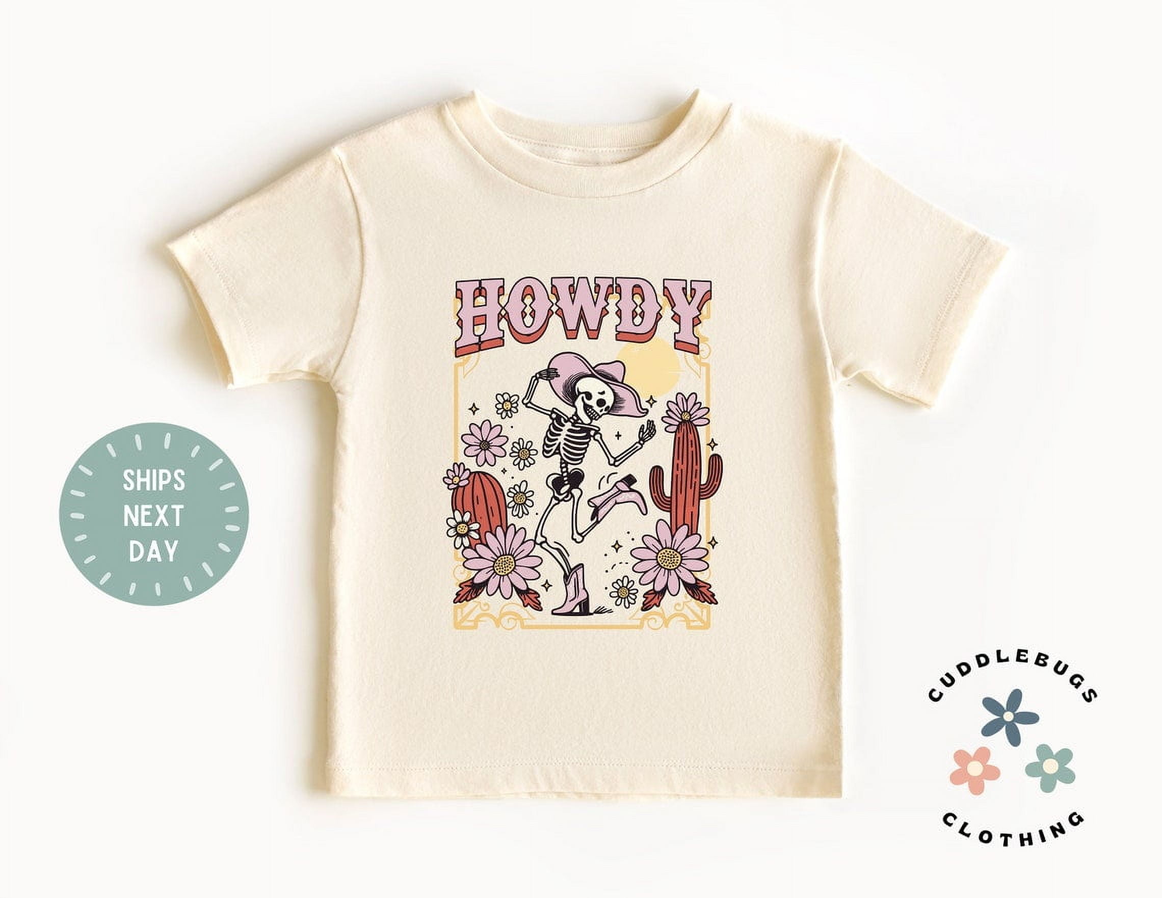 Howdy Skeleton Cowgirl Kids Shirt - Funny Girls Desert Kids Tee - Cute Toddler Girl Top - Gift ...