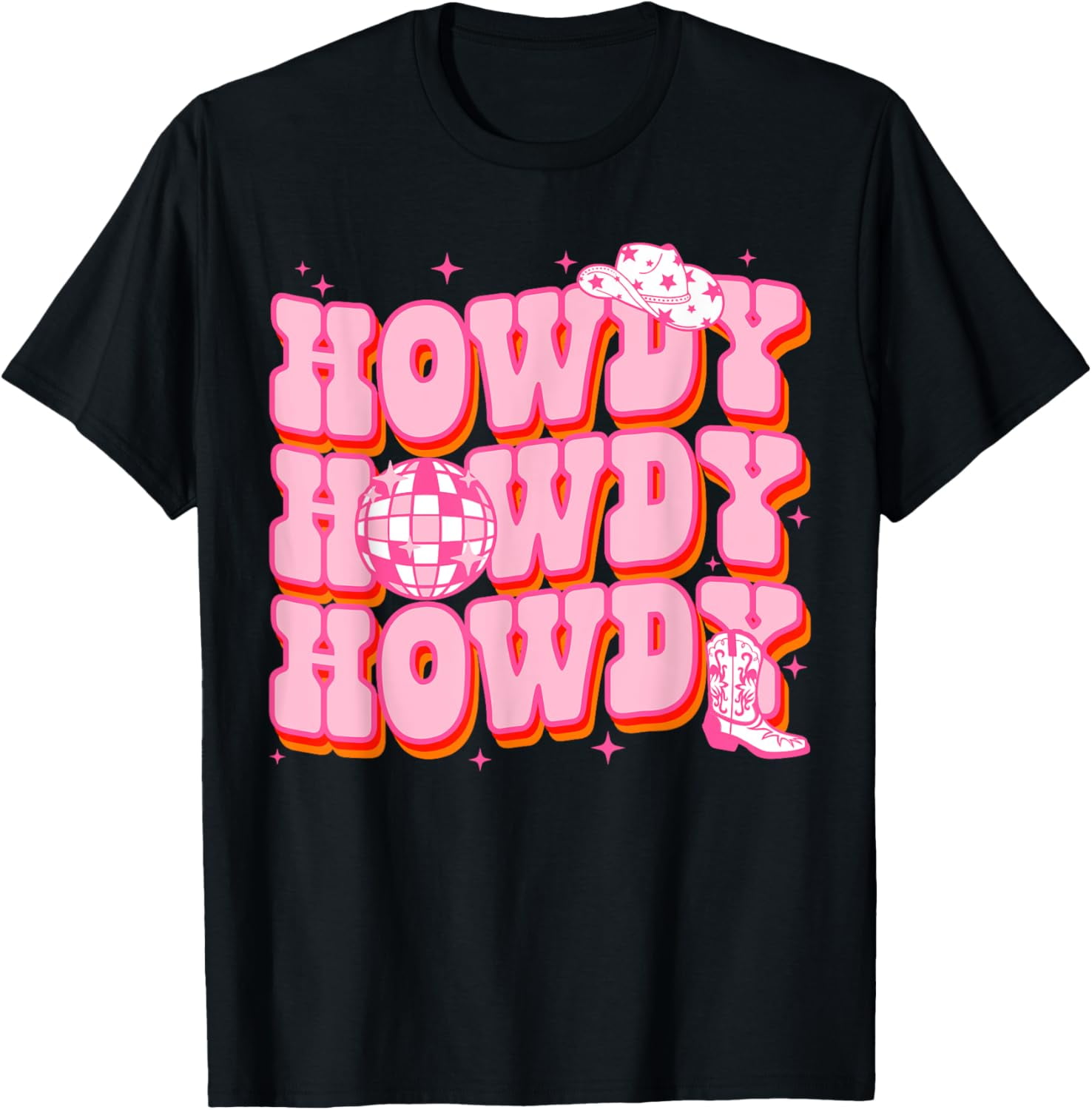 Howdy Southern Western Girl Country Rodeo Pink Cowgirl Disco T ...