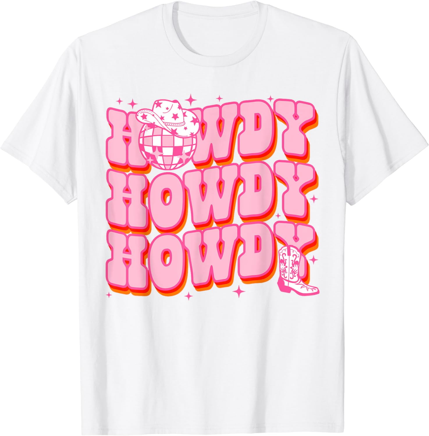 Howdy Southern Western Girl Country Rodeo Pink Disco Cowgirl T-Shirt ...