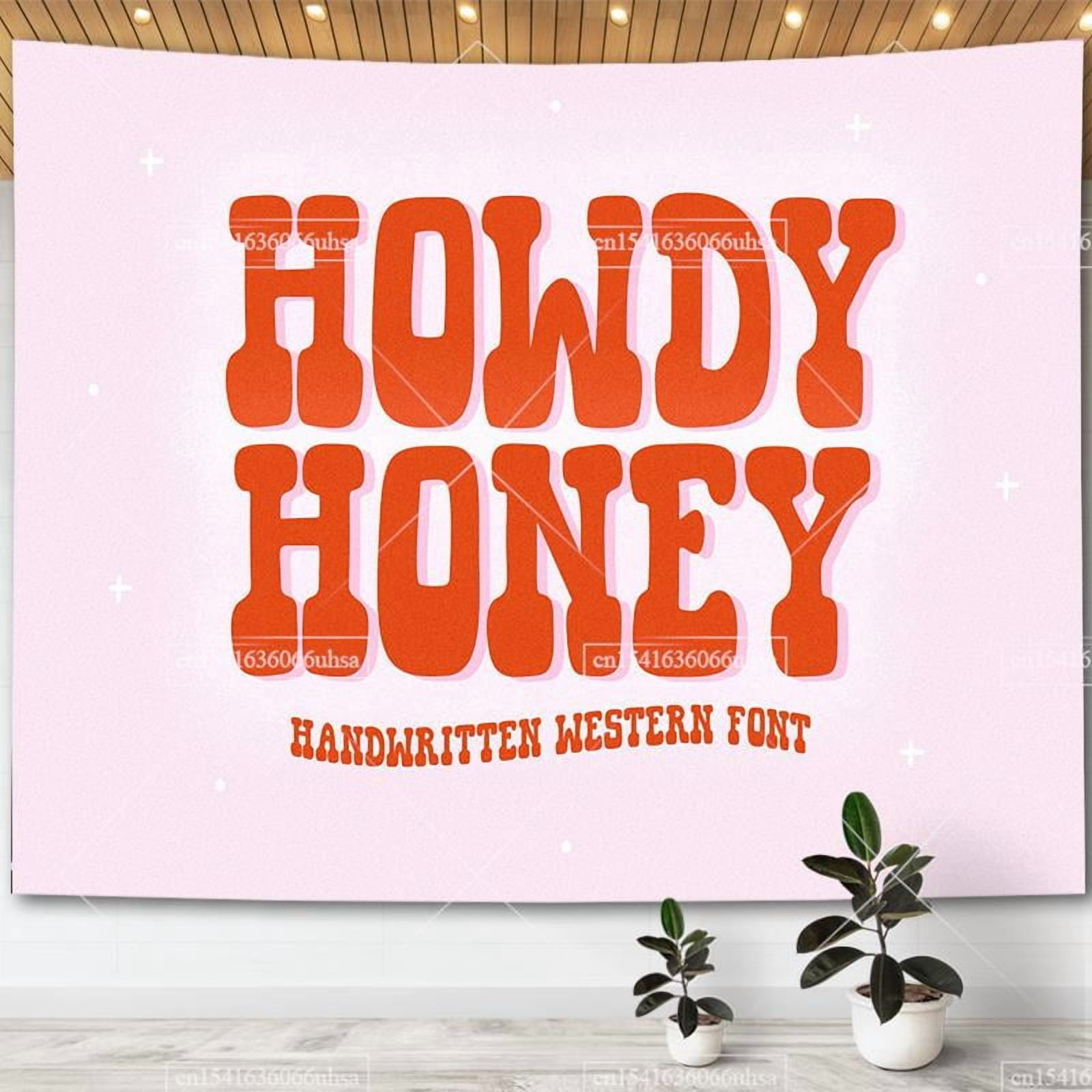 Howdy Tapestry Pink Aesthetic Tapestrys Funny Letter Flags Room ration ...