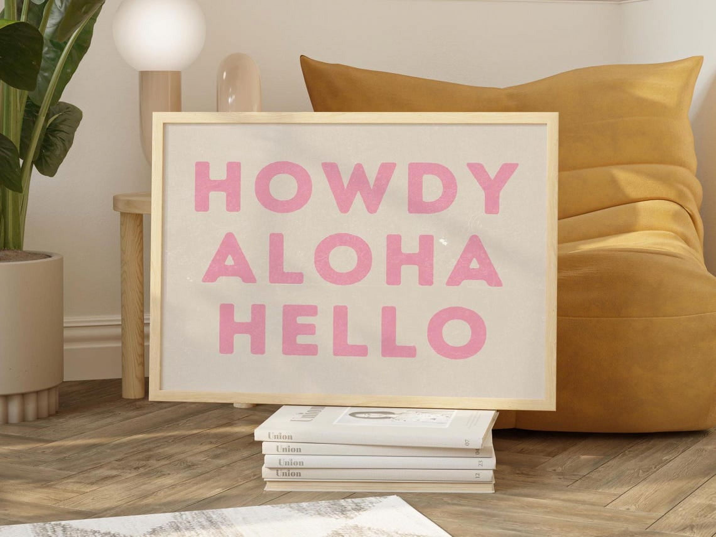 Howdy Typography Art Pink Decor Western Wall Art Modern Design Poster ...