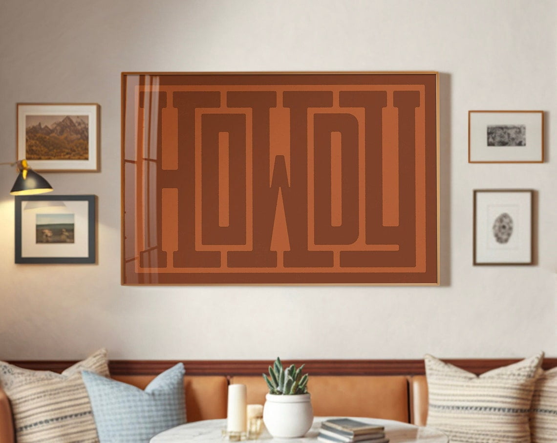 Howdy Typography Art Print Burnt Orange, Western Decor, Southwestern ...