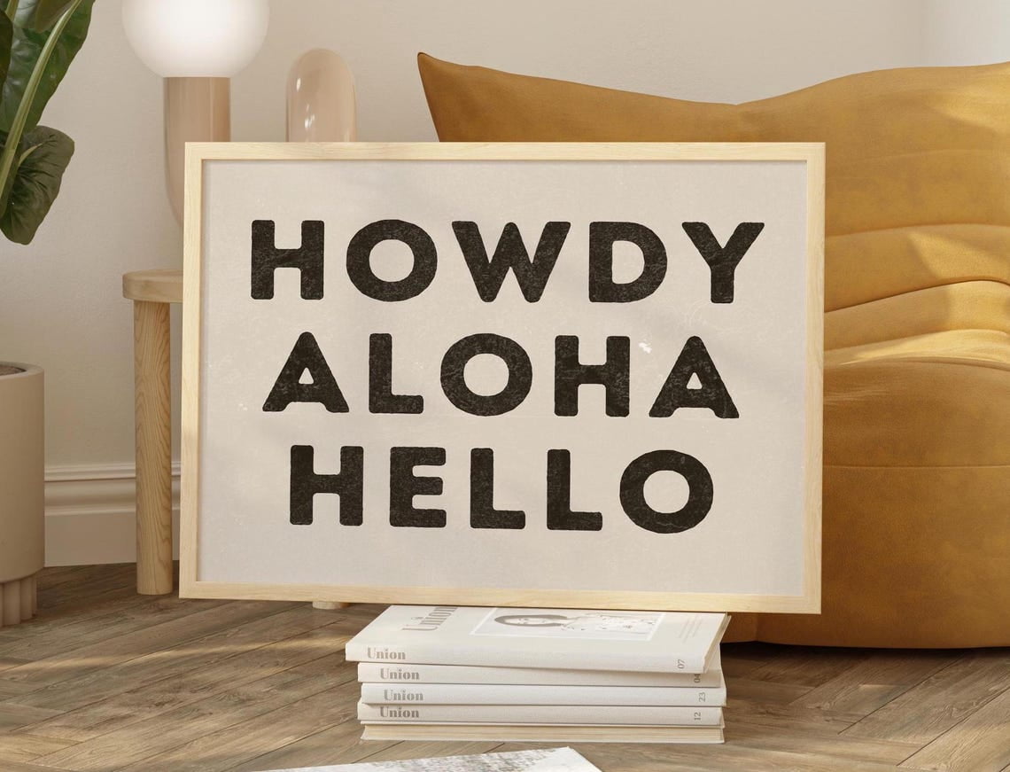 Howdy Typography Art Print Western Decor Southwestern Wall Art Modern ...