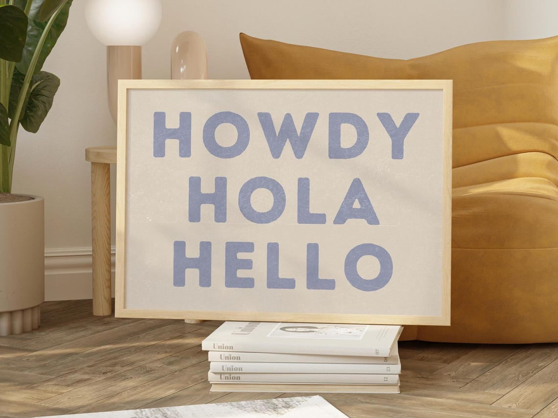 Howdy Typography Art Western Decor Southwestern Wall Art Modern Design ...