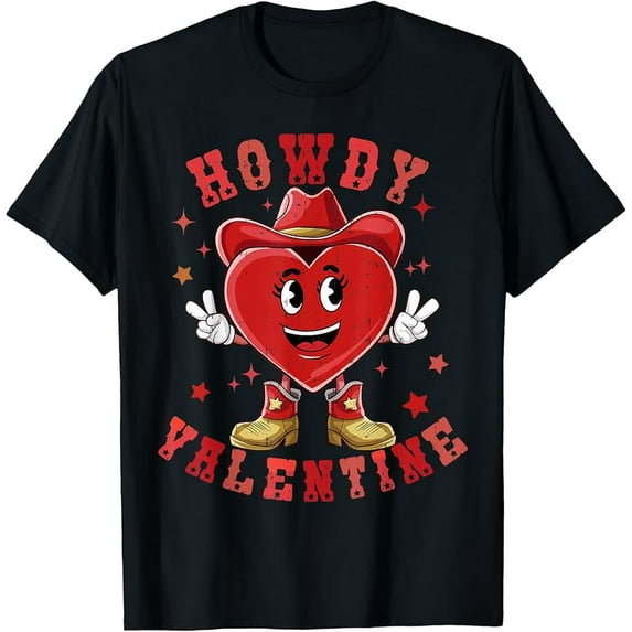Howdy Valentine Hearts with Hat Valentines Day for Boys Girl T-Shirt ...