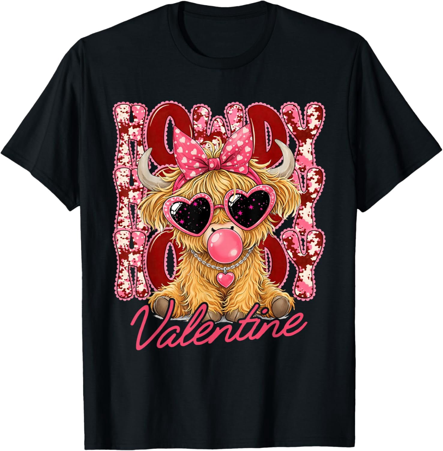 Howdy Valentine Highland Cow Western Life XOXO Rodeo T-Shirt - Walmart.com