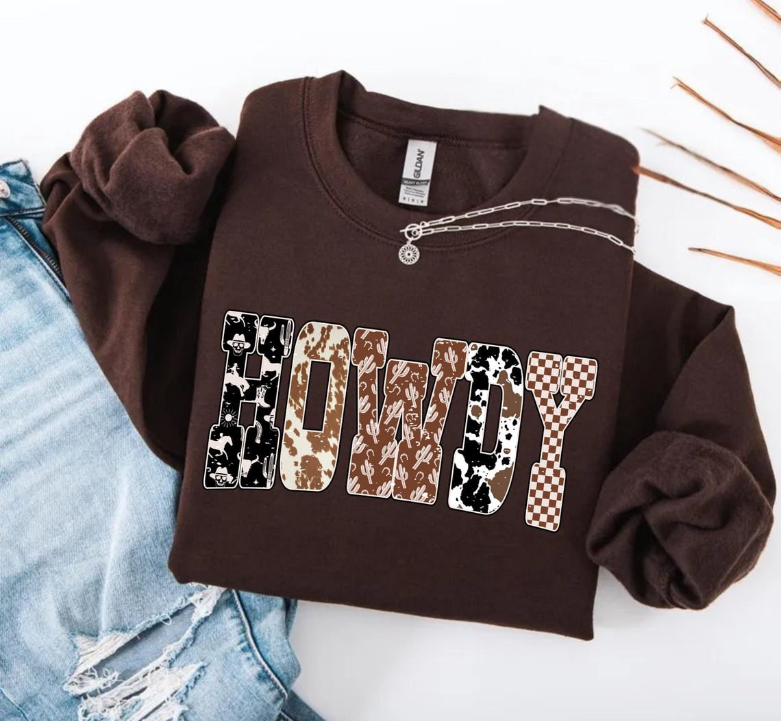 Howdy Western Sweatshirt, Yee Haw Cowgirl Shirt, Retro Country Style ...