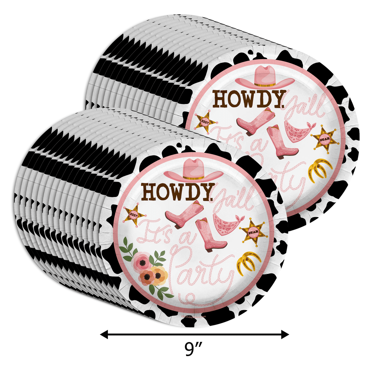 Howdy Y'all Cow Girl Birthday Party Supplies - Cow Print Rodeo Birthday ...