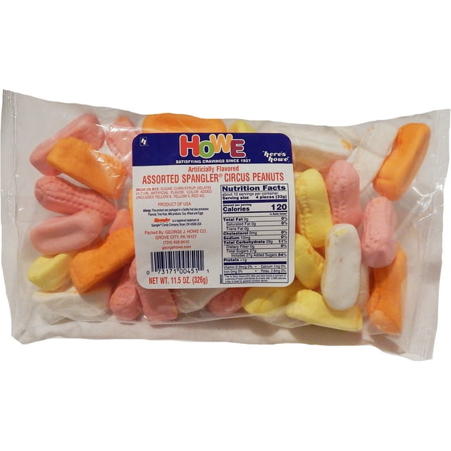 Howe Assorted Spangler Circus Peanuts, Chewy Candy 11.5 oz Bag ...