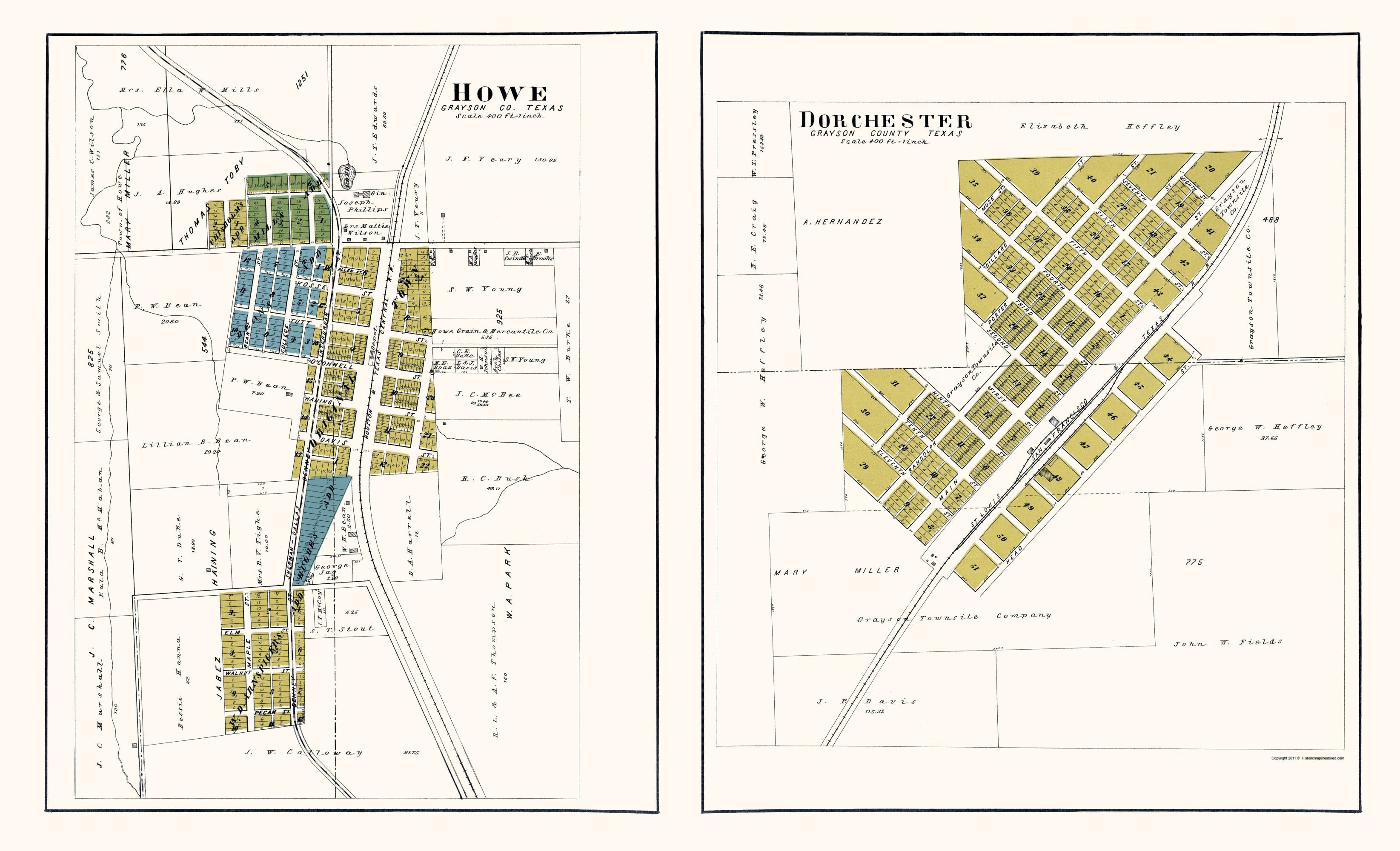Historic City Map - Howe Dorchester Texas - Jackson 1908 - 23 x 37.82 ...