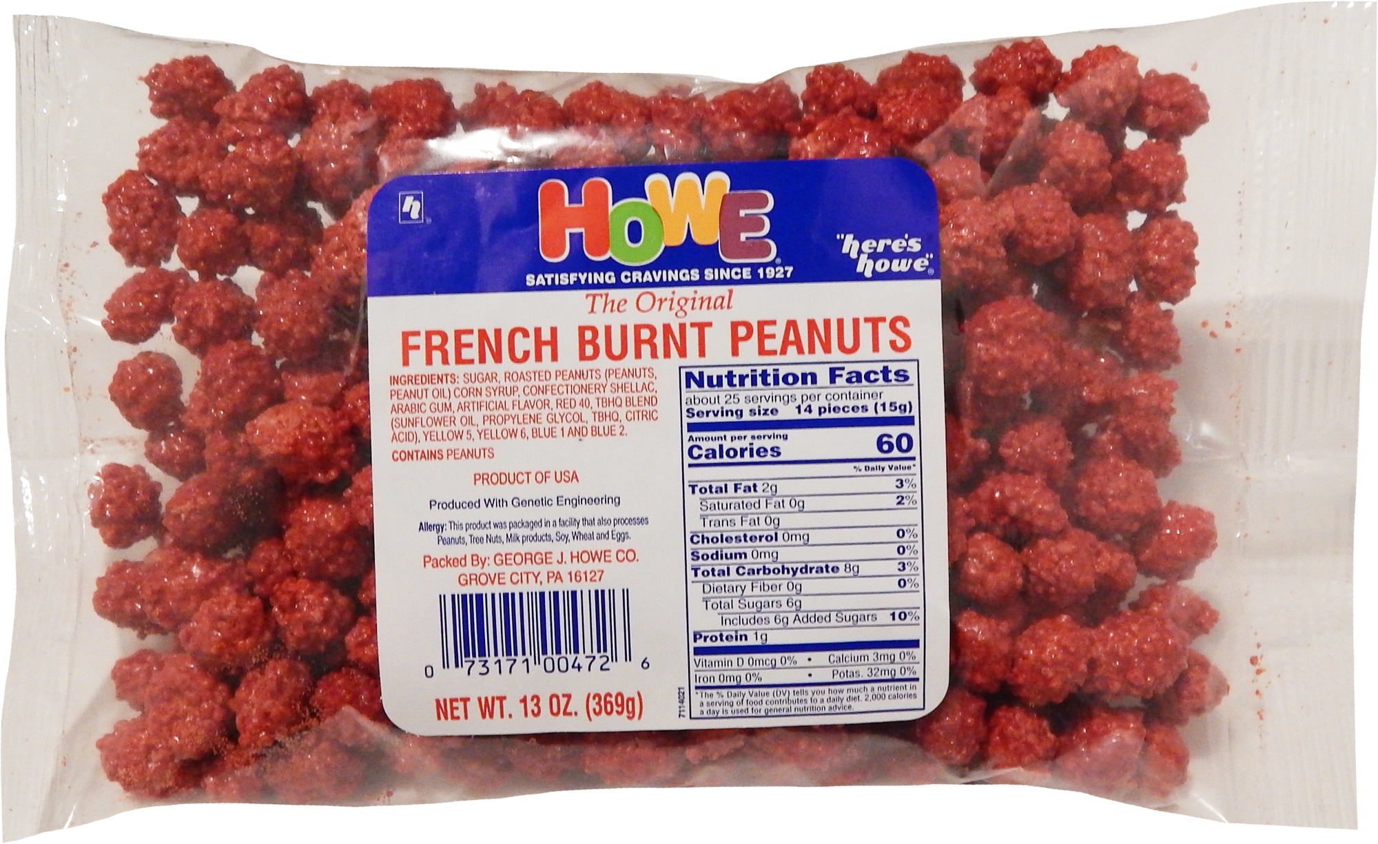Howe French Burnt Peanuts, Edible Nuts 13 oz Bag - Walmart.com