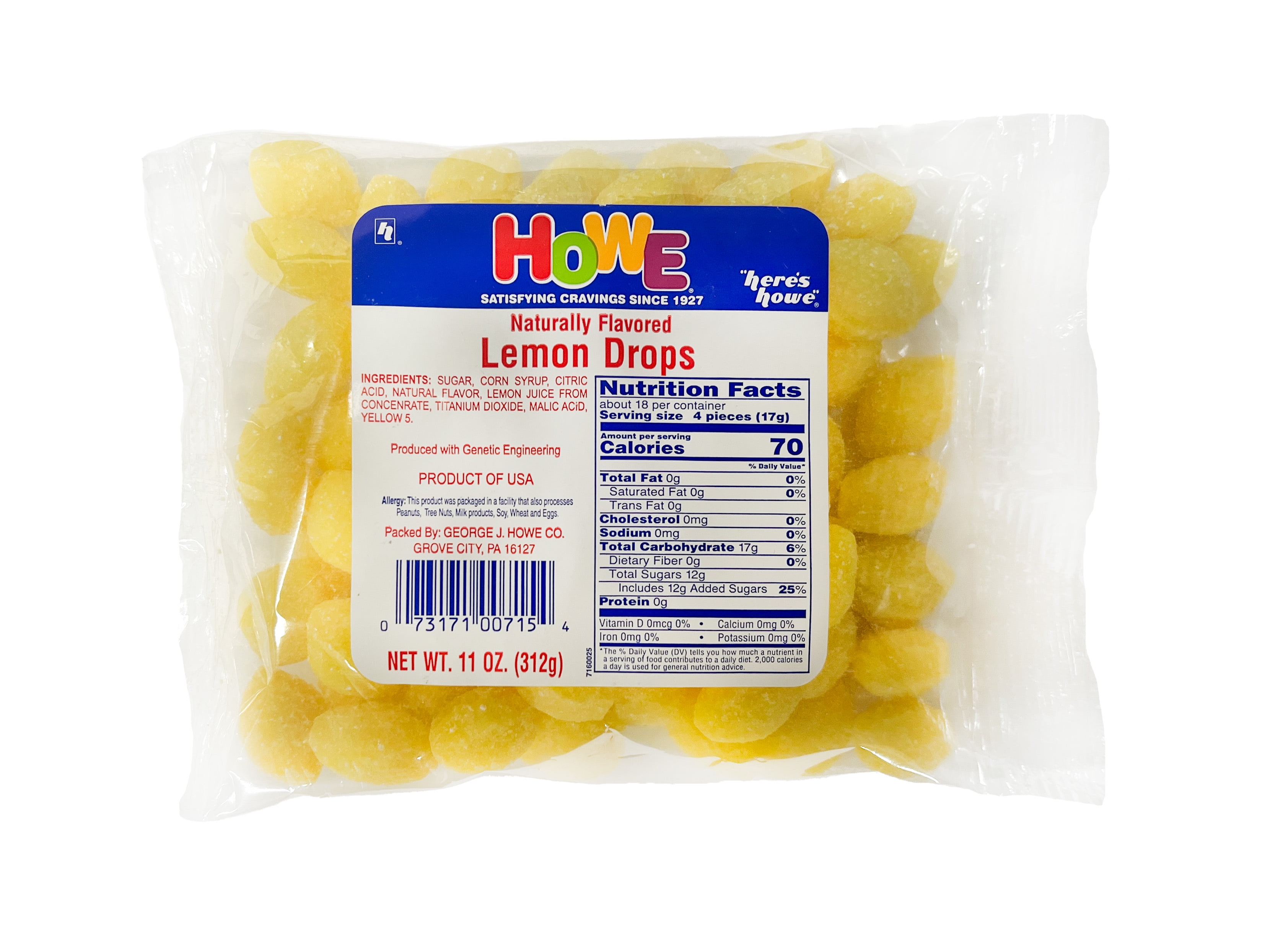 Howe Lemon Drops, Hard Candy 11 oz, Bag - Walmart Business Supplies
