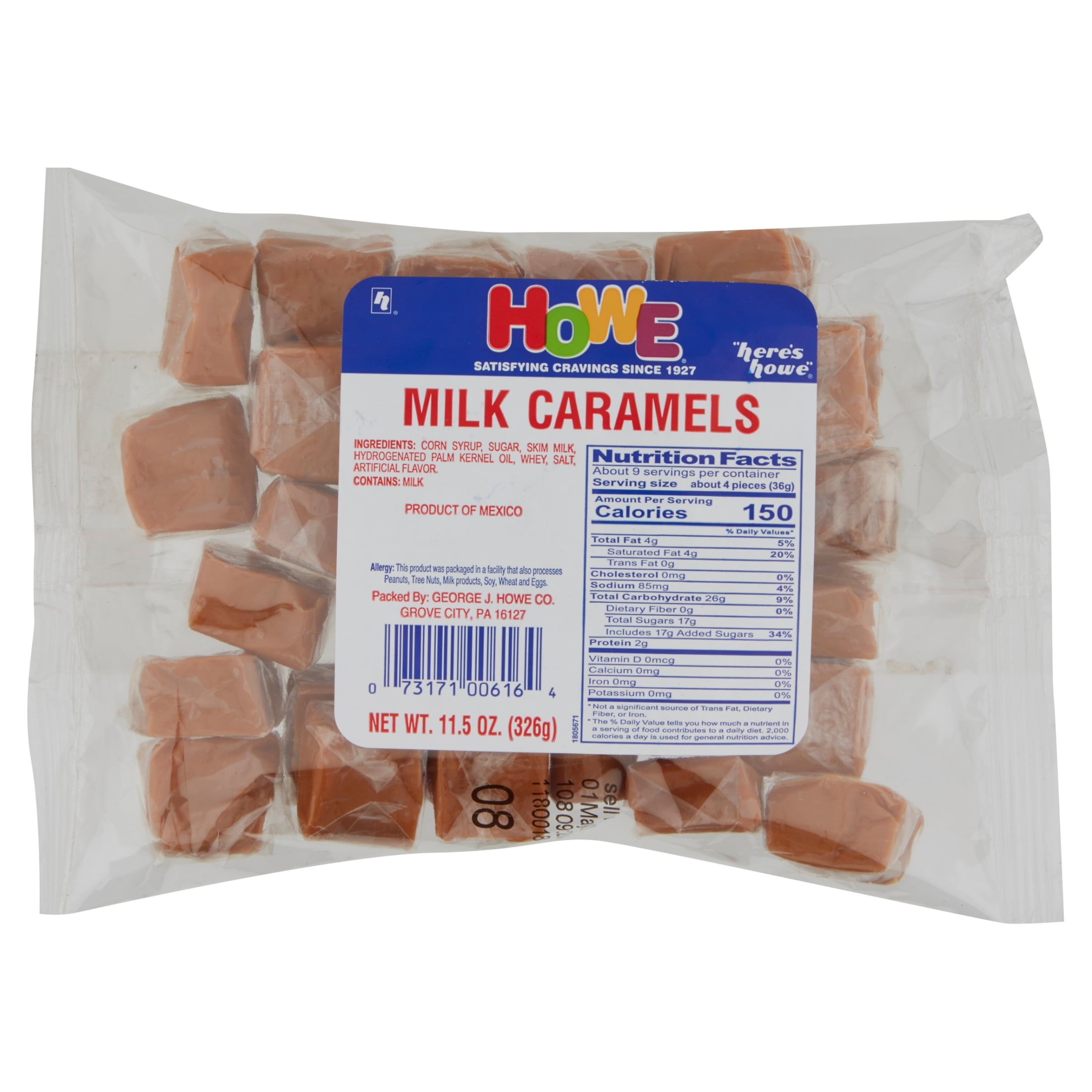 Howe Milk Caramels Caramel Candy 11.5 oz Bag Chewy Creamy Individually ...