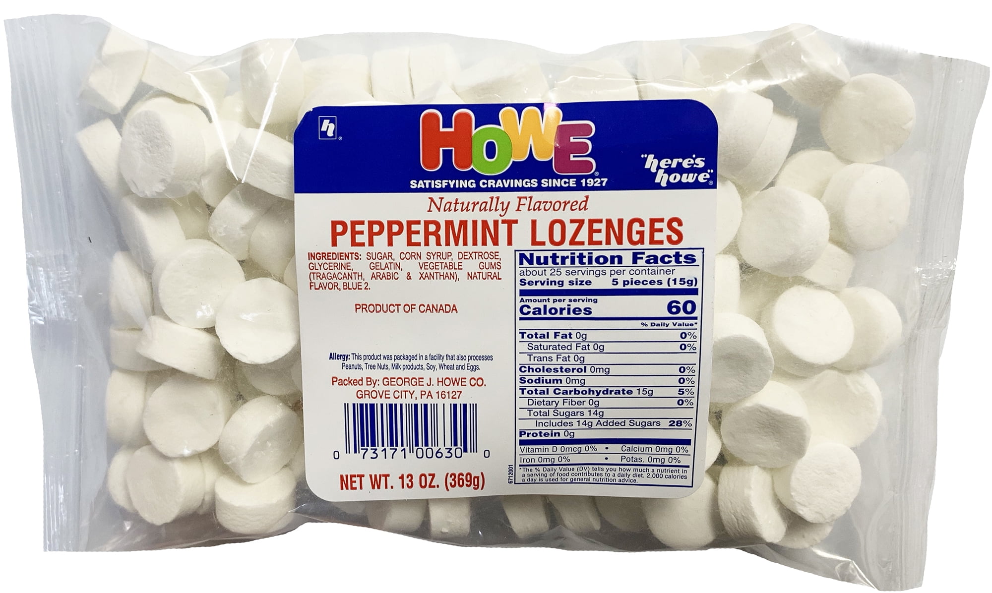 Howe Peppermint Lozenges, Mint Candy 13 oz Bag - Walmart.com