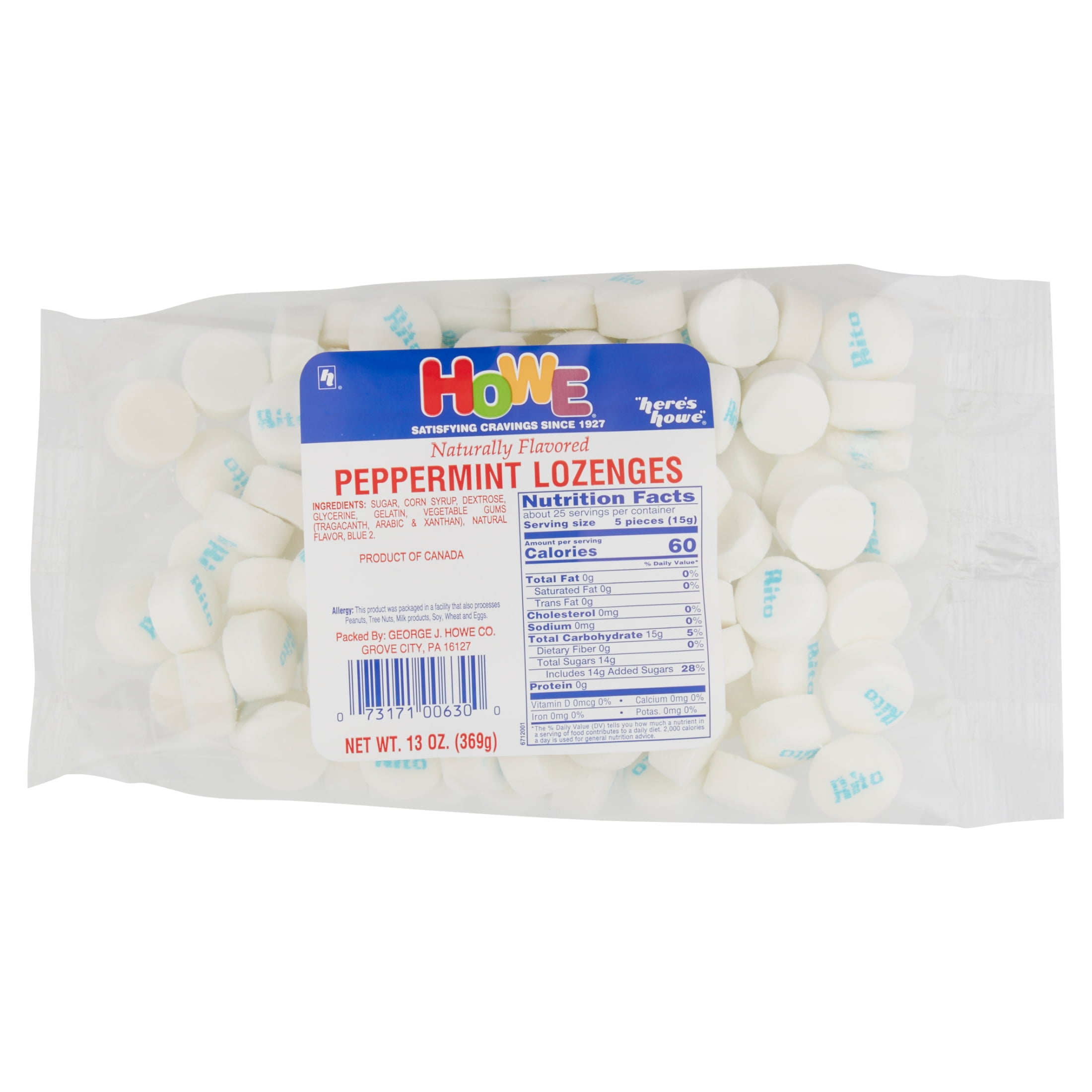 Howe Peppermint Lozenges Mint Candy, 13 oz, Bag - Walmart.com