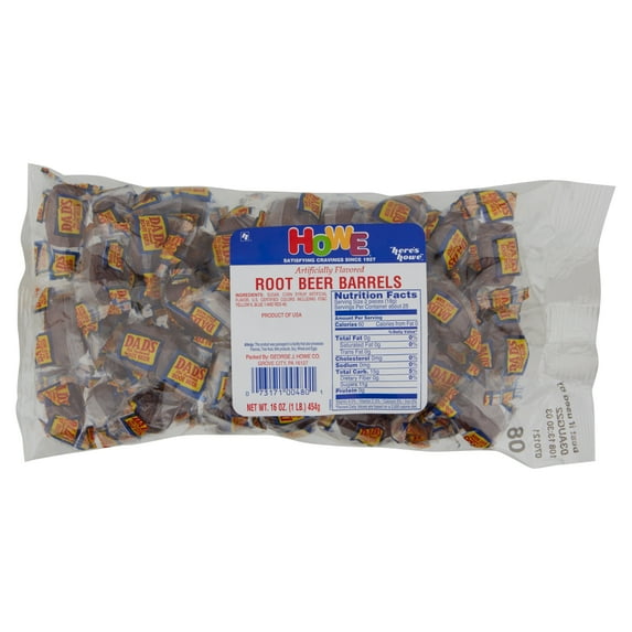 Howe Root Beer Barrels Hard Candy 16 oz Bag Traditional Barrel Shape ...