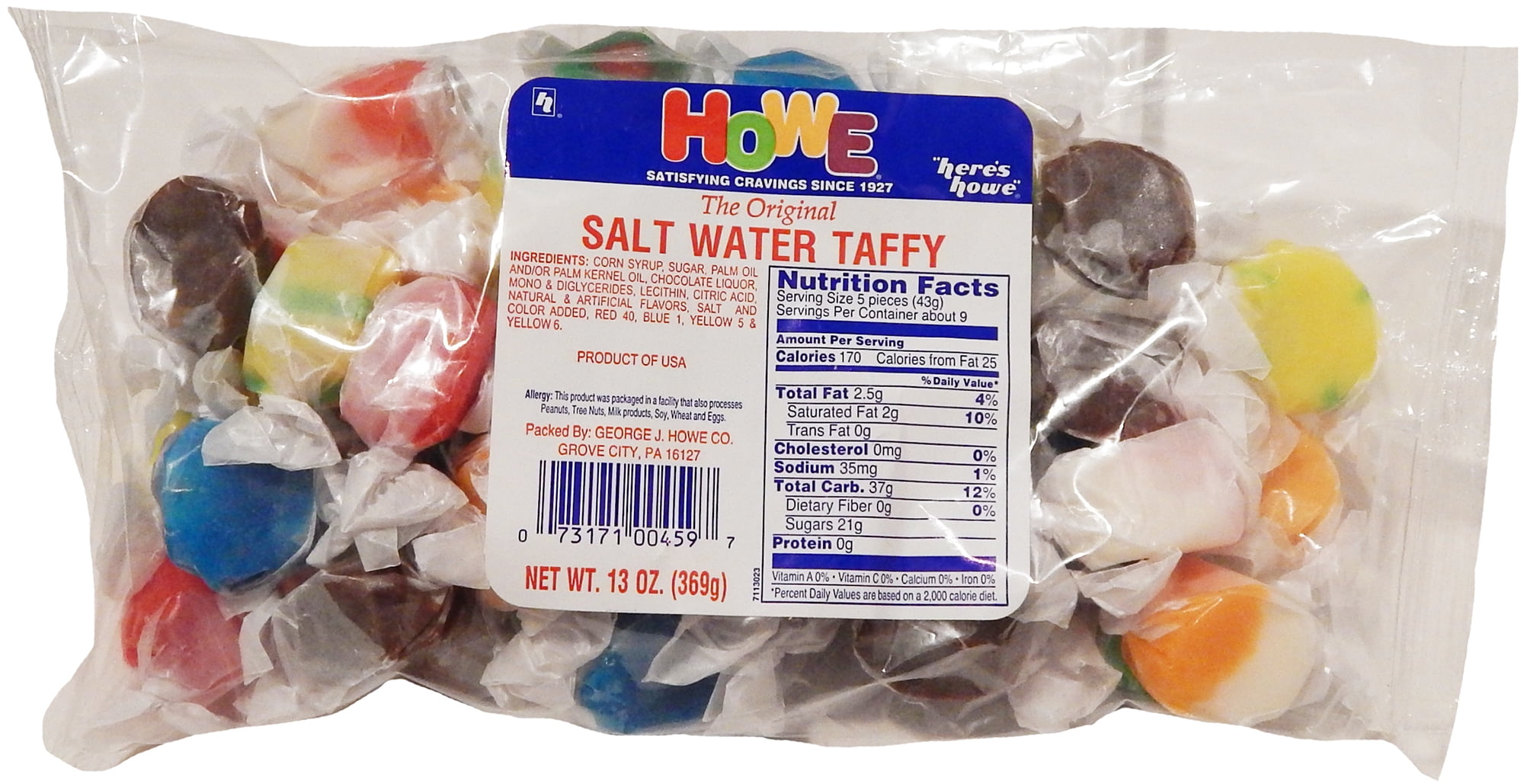 Howe Salt Water Taffy, Taffy Candy 13 oz Bag - Walmart.com