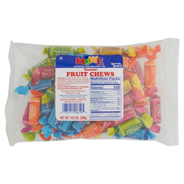 Howe Tootsie Fruit Chews Chewy Candy, 10.5 oz, Bag - Walmart.com