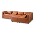 Howell Mid Century Modern Modular Cognac Tan Leather Comfy Sectional ...