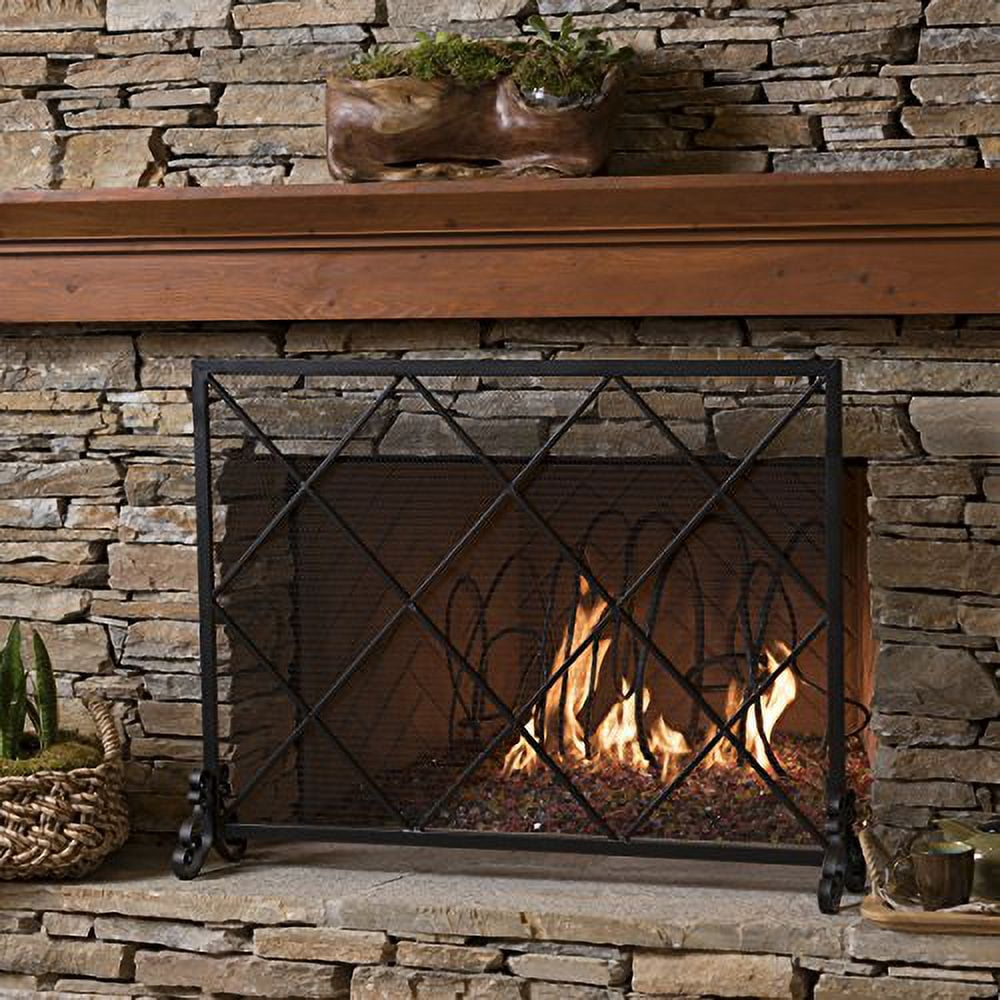 Howell Single Panel Iron Fireplace Screen, Black - Walmart.com
