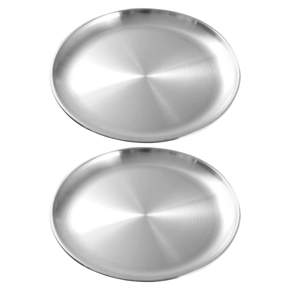 Howish Food Plate Stainless Steel Dinner Plates: 2pcs 17CM Round ...