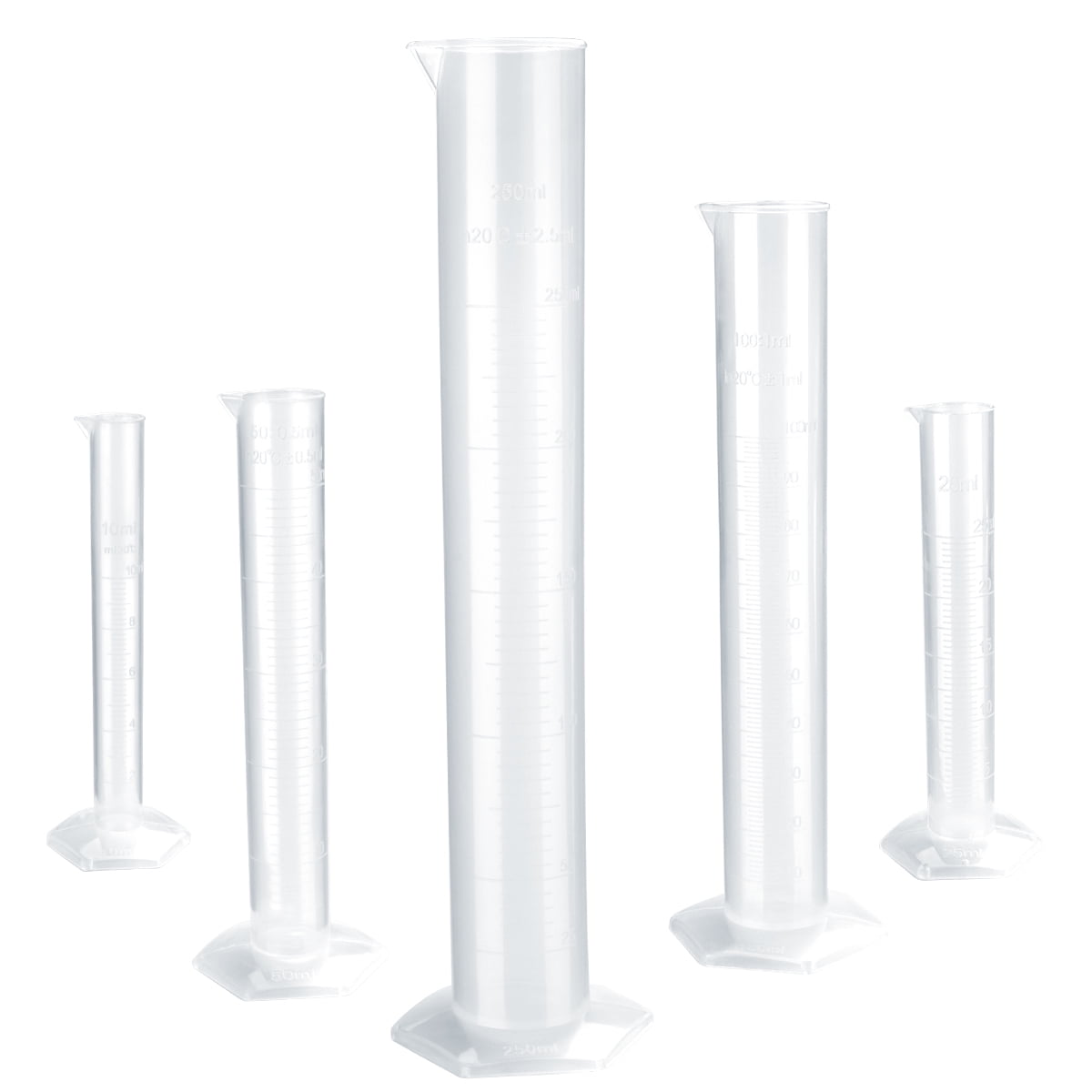 WRISTBIQUE Graduated Cylinders 5Pcs Transparent Accurate Measurements ...