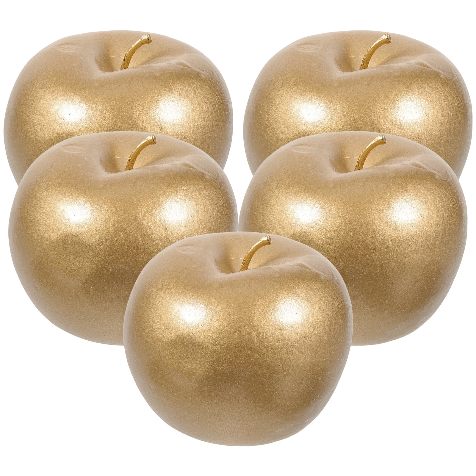 Howish fake apples Artificial Glitter Apples 5Pcs Home Decor Golden(2. ...