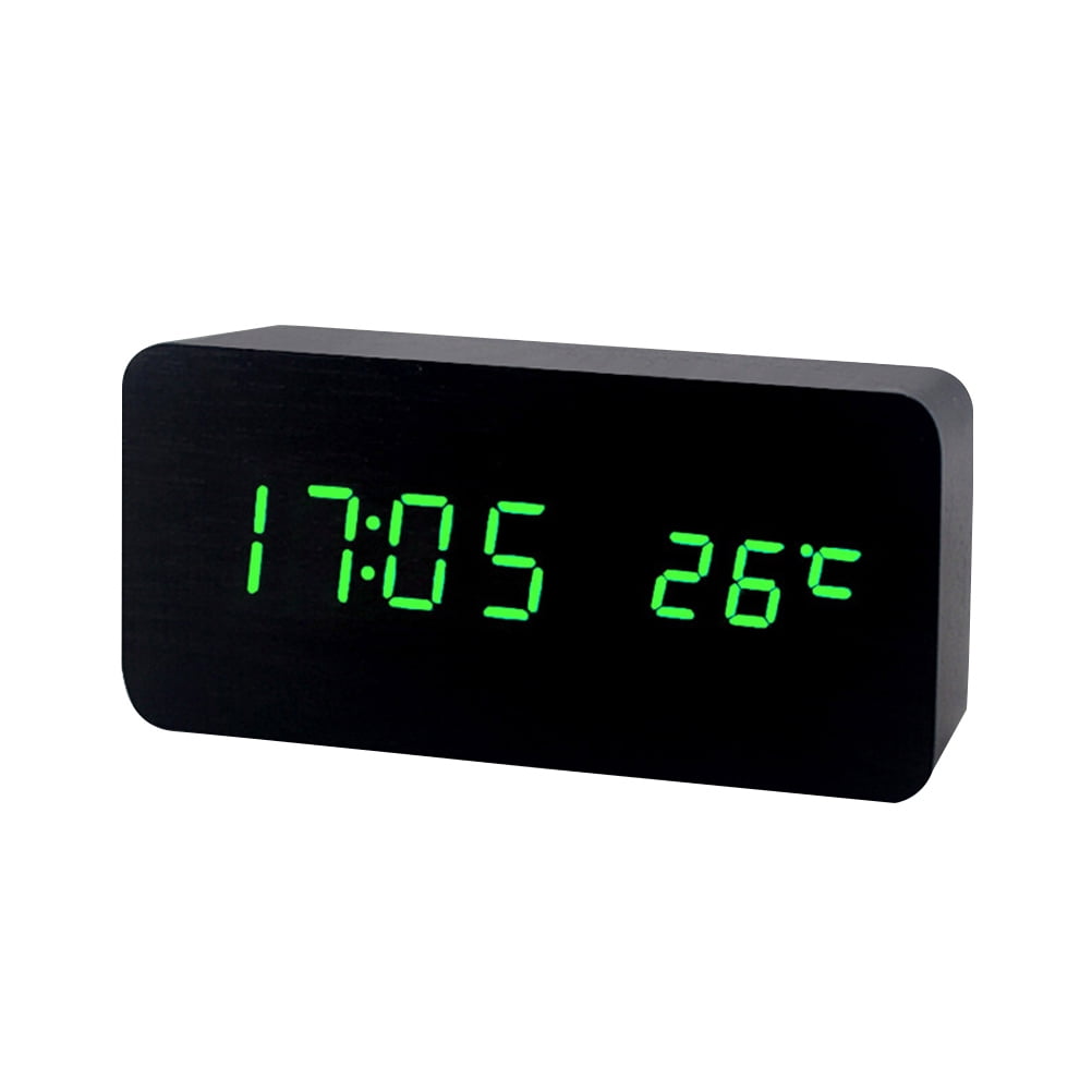 Howish wood clock LED Desk Wood Digital Alarm Clock Silent Clock Time ...