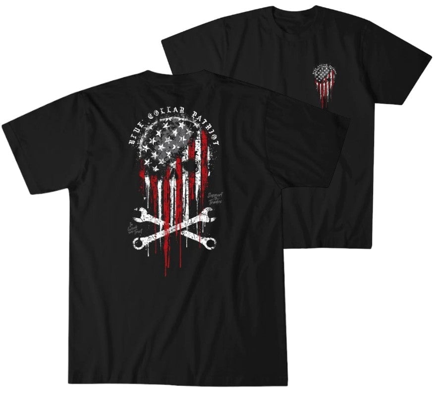 Howitzer Style Men's T-Shirt Blue Collar Skull Military Grunt MFG ...