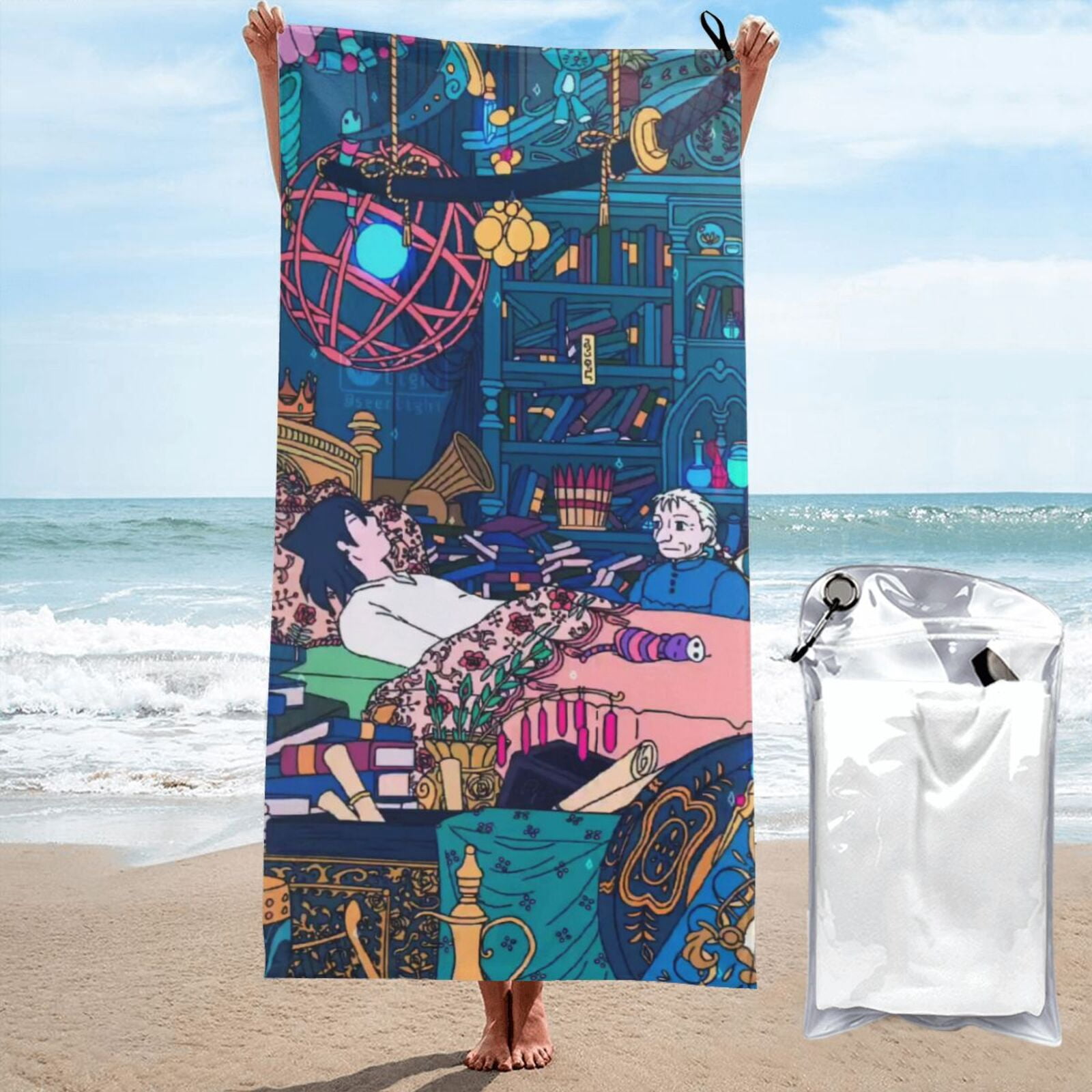Howl'S Moving Castle Beach Towel Large Soft Absorbent Microfiber Quick ...