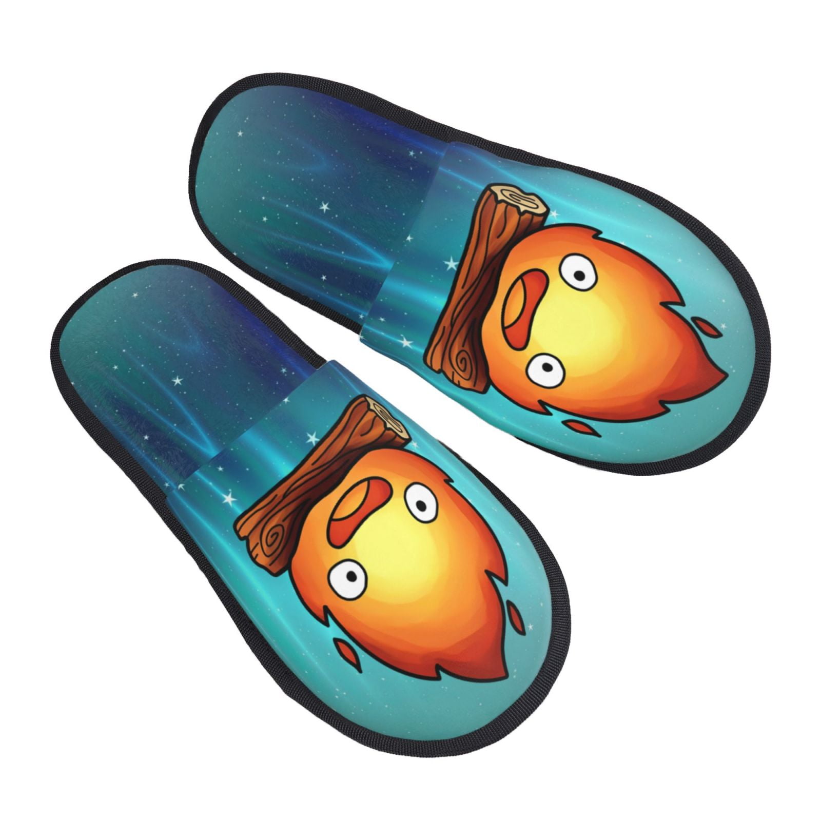 Howl'S Moving Castle Calcifer Furry Slippers For Men Women Fuzzy House ...