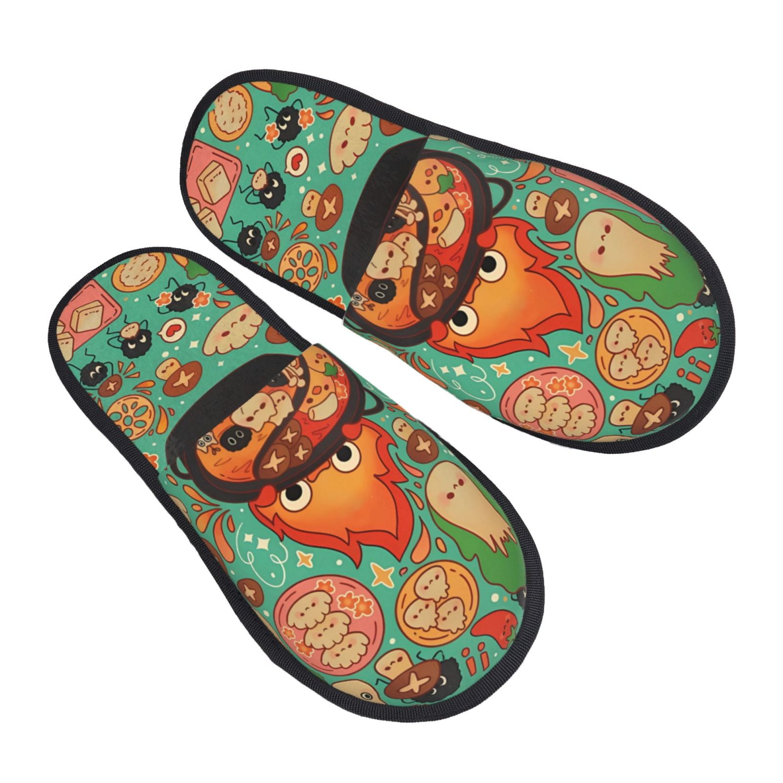 Howl'S Moving Castle Calcifer Furry Slippers For Men Women Fuzzy House ...