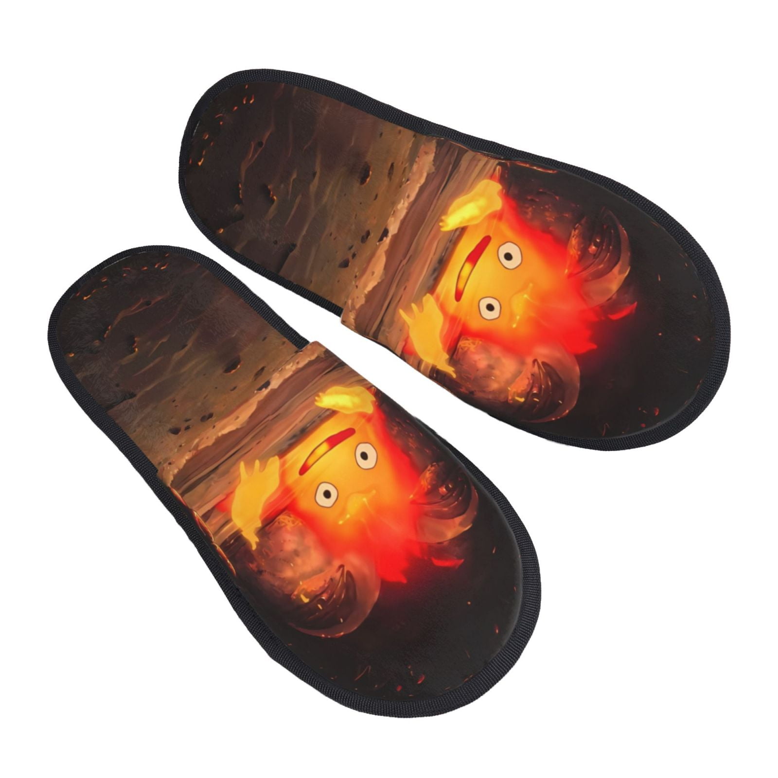Howl'S Moving Castle Calcifer Furry Slippers For Men Women Fuzzy House ...