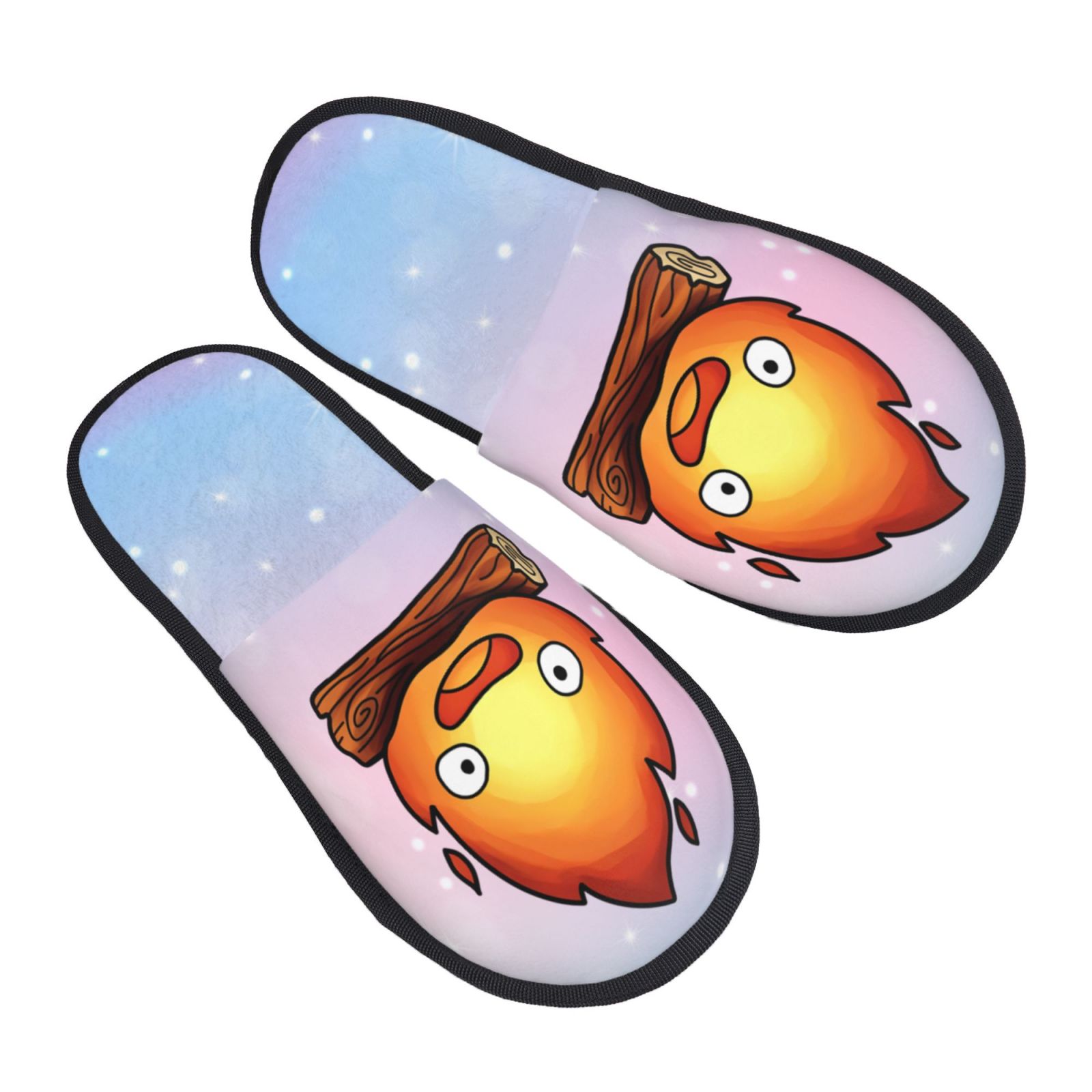 Howl'S Moving Castle Calcifer Furry Slippers For Men Women Fuzzy House ...