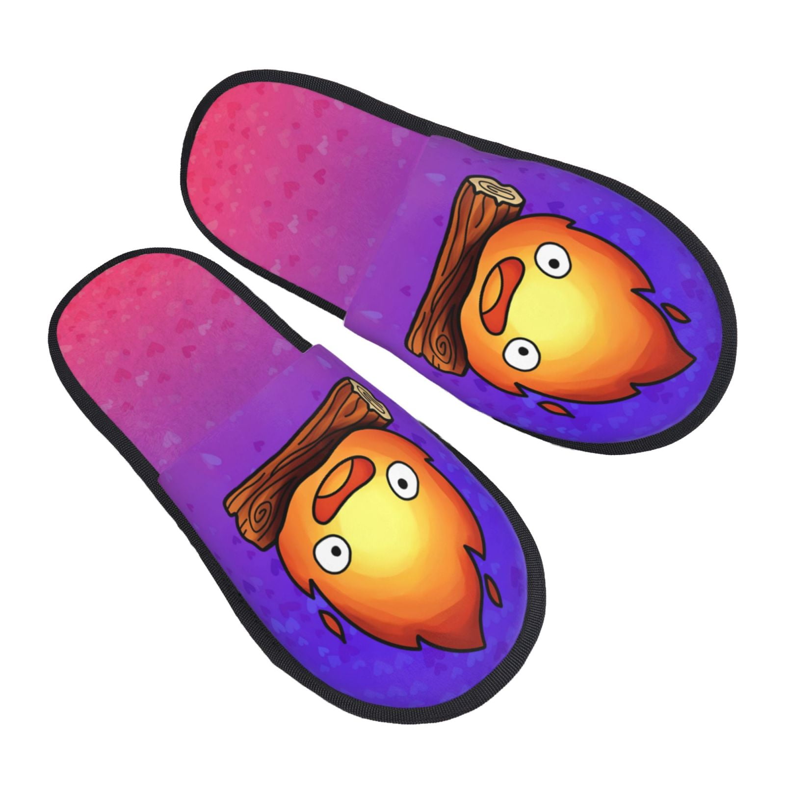 Howl'S Moving Castle Calcifer Furry Slippers For Men Women Fuzzy House ...