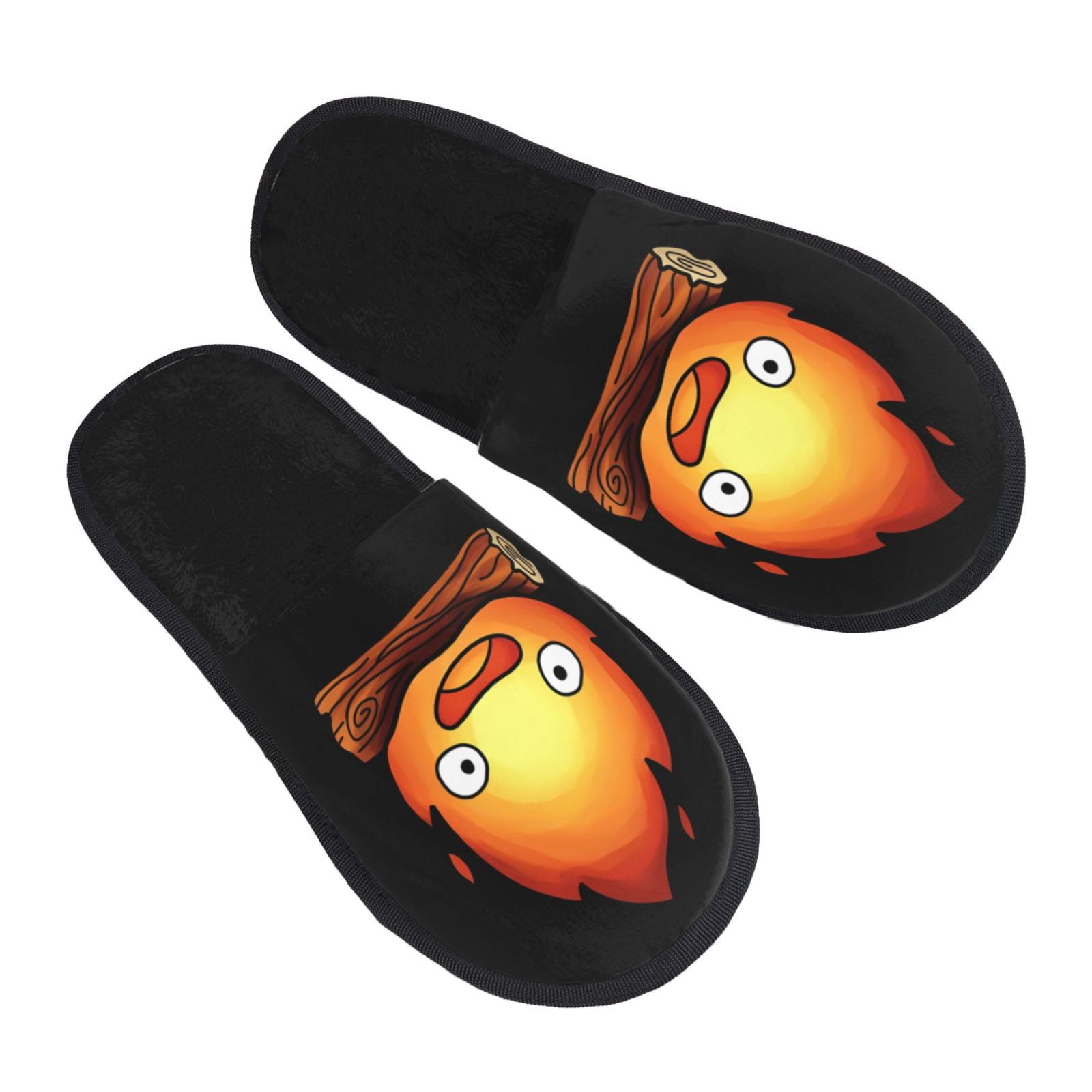 Howl'S Moving Castle Calcifer Furry Slippers For Men Women Fuzzy House ...